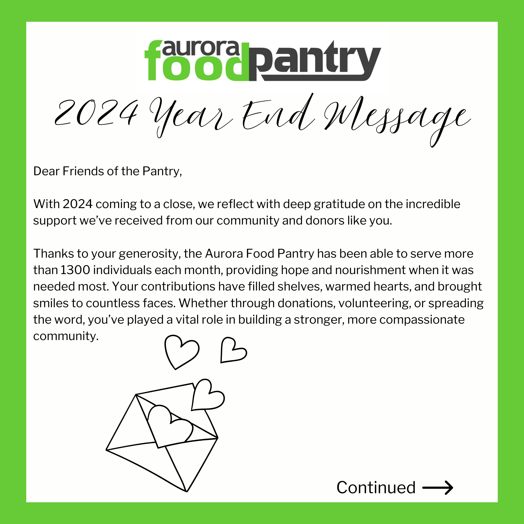 2024 Year End Message - The Aurora Food Pantry